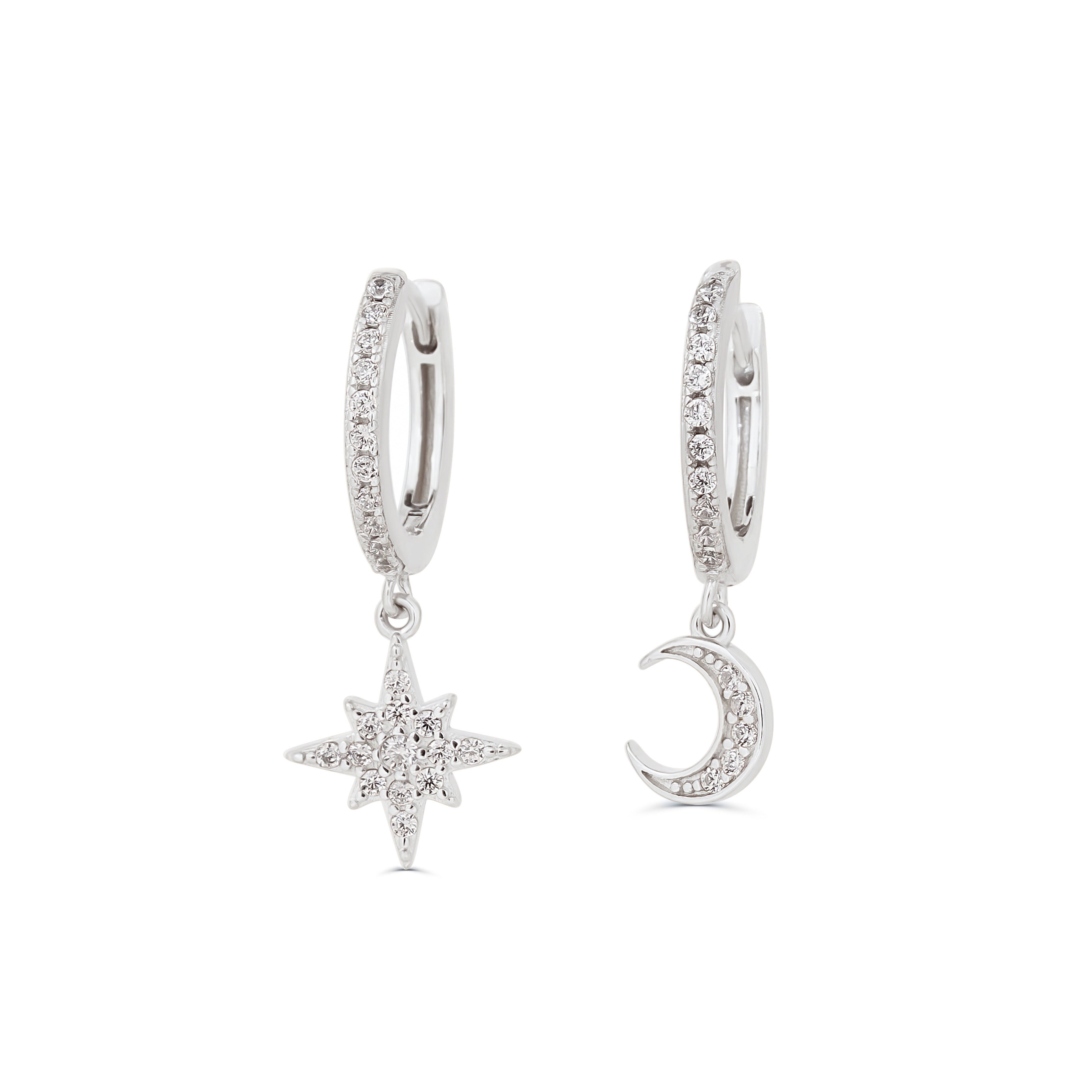 Celestial Duo Silver Hoops