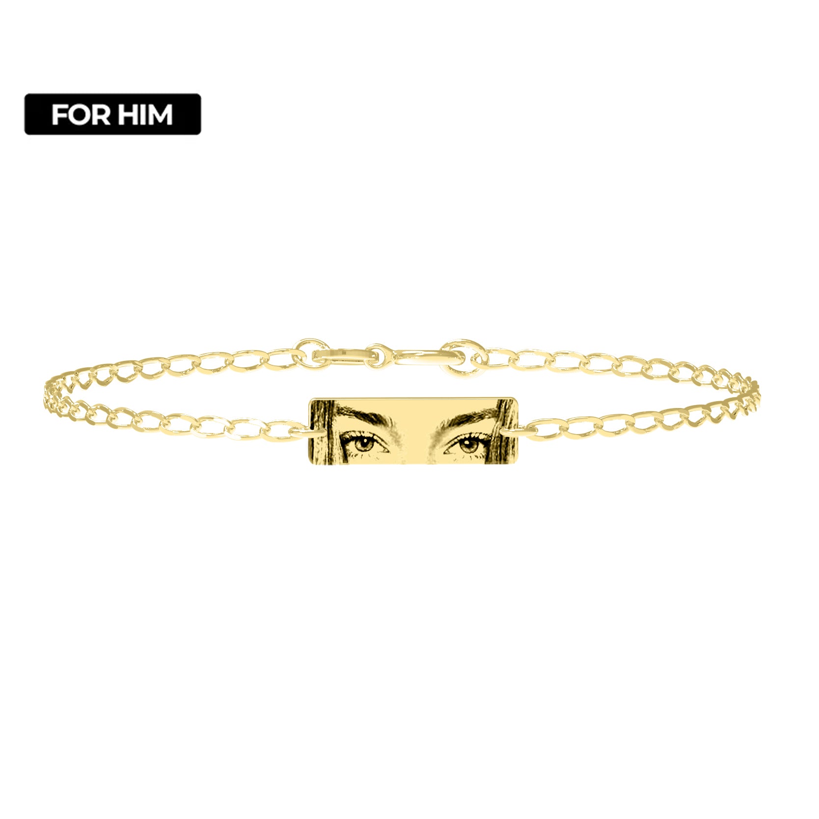 Eyes of love gold plated bracelet, bratara barbati personalizata cu ...