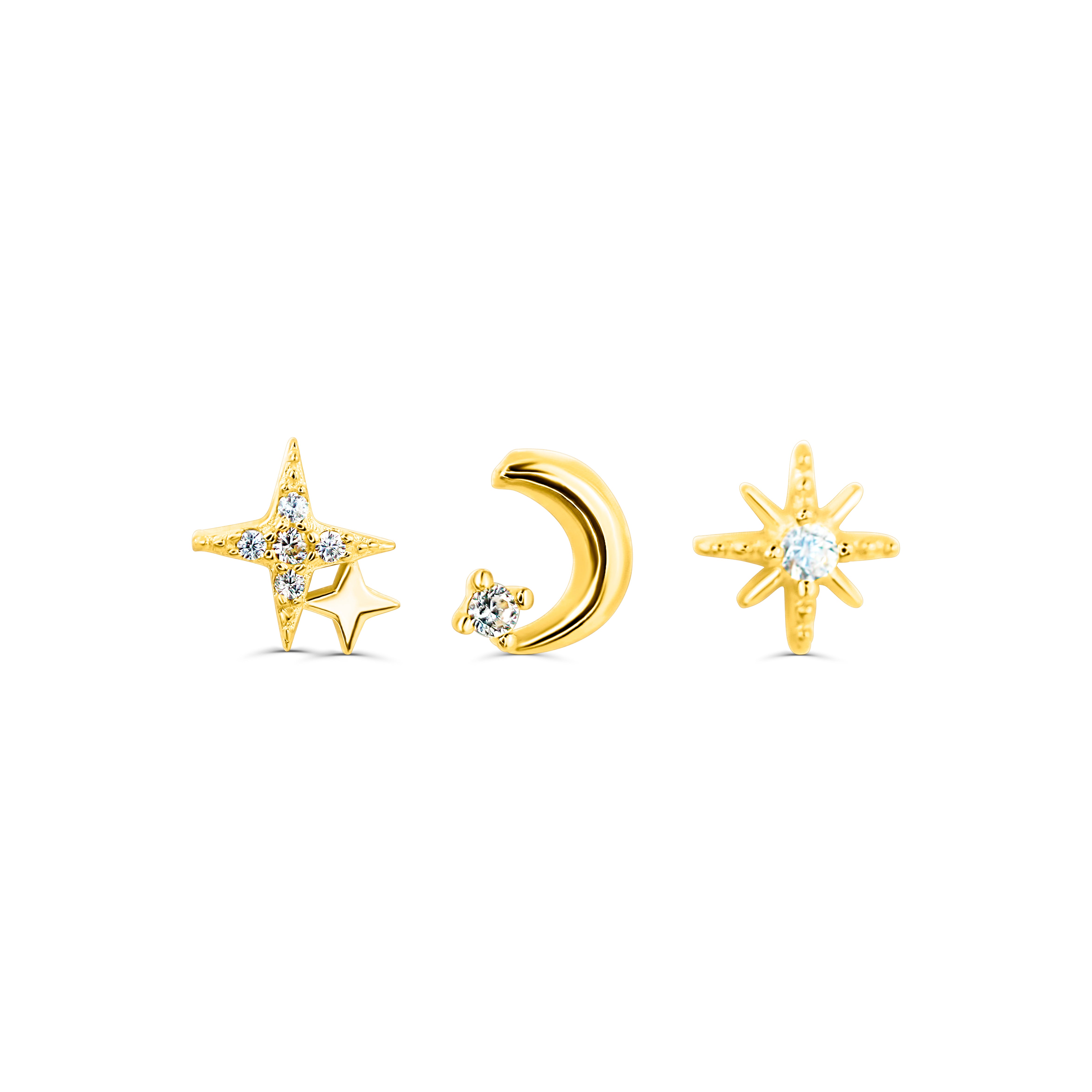 Galaxy Trio Earrings silver gold plated