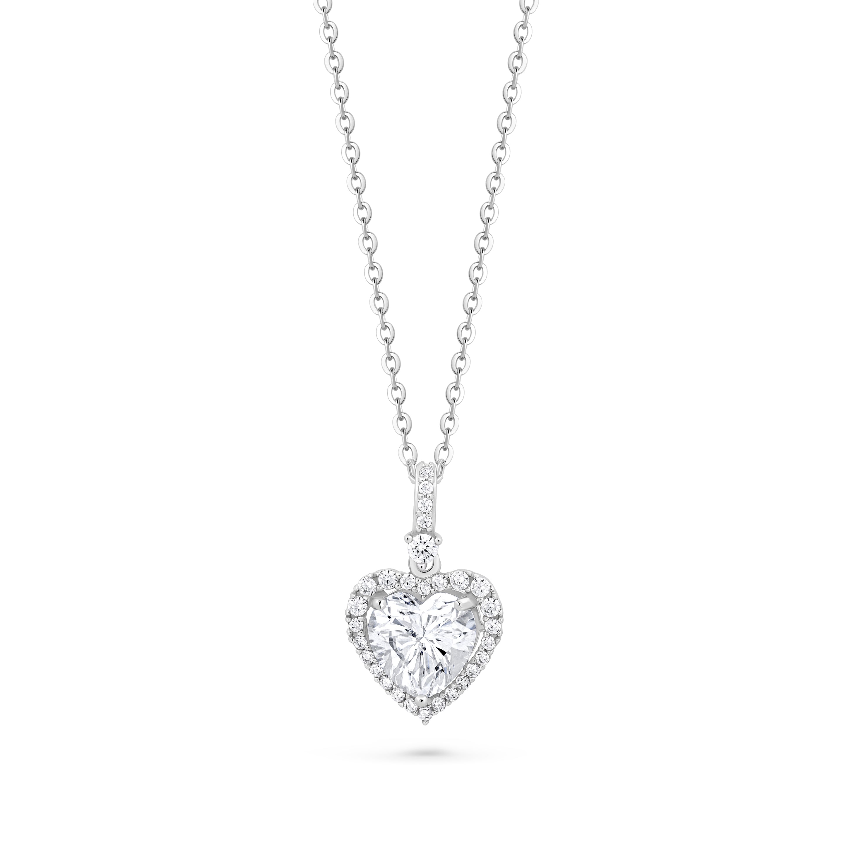 Lantisor Midnight Diamond Heart, moissanit 2 ct, argint 925 placat cu