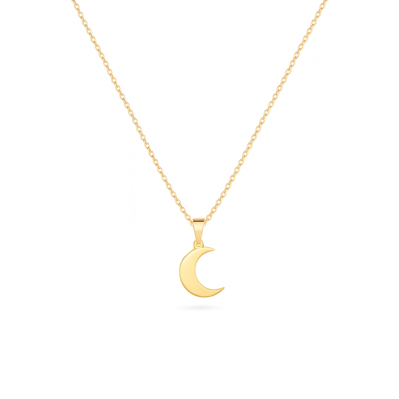 8K gold chain with moon pendant